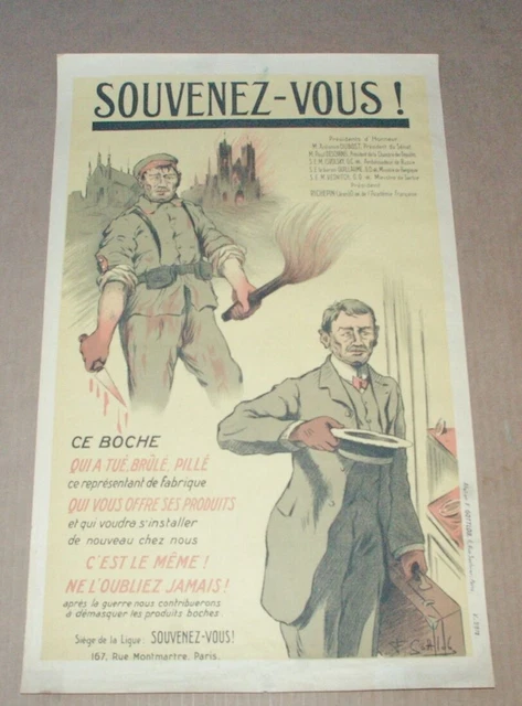 ORIGINAL WWI FRENCH Boche Anti German Agression Military Poster £157.72 ...