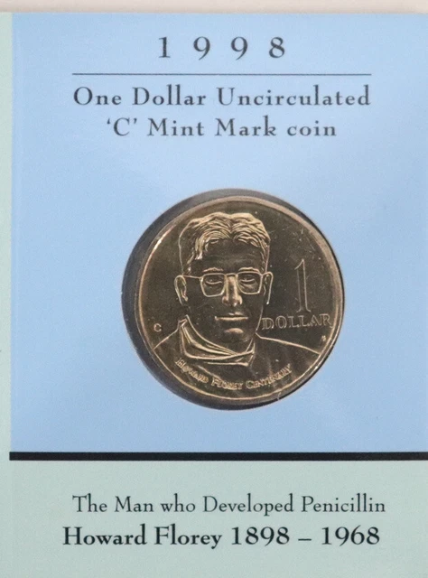 1998 $1 DOLLAR Howard Florey "C" Mintmark Uncirculated Coin RAM MINT ...