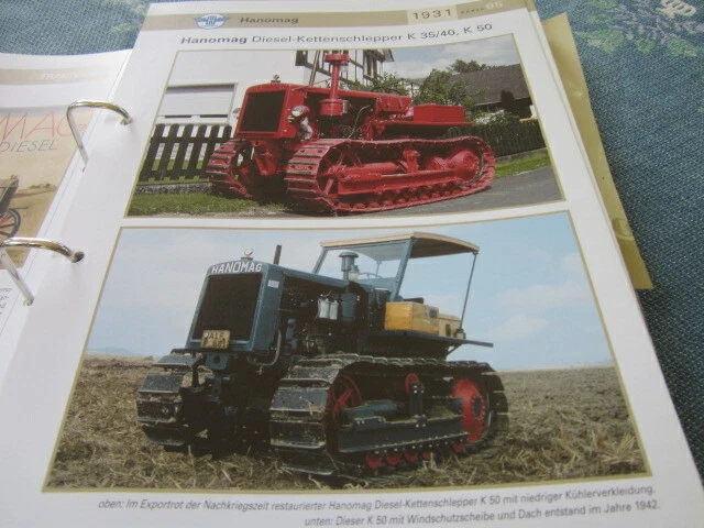TRAKTOR DATENBLATT HANOMAG 5 Diesel Kettenschlepper K 35, K40, K50 ...