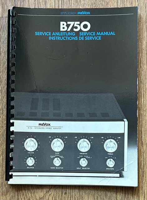 REVOX B750 AMPLIFIER Service Manuals & Schematics - Original Revox Item ...