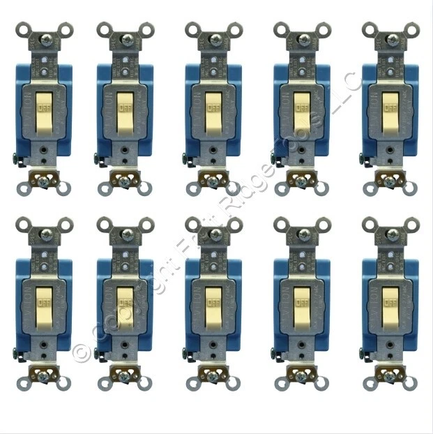 10 LEVITON IVORY INDUSTRIAL Toggle Wall Light Switch Single Pole 15A ...