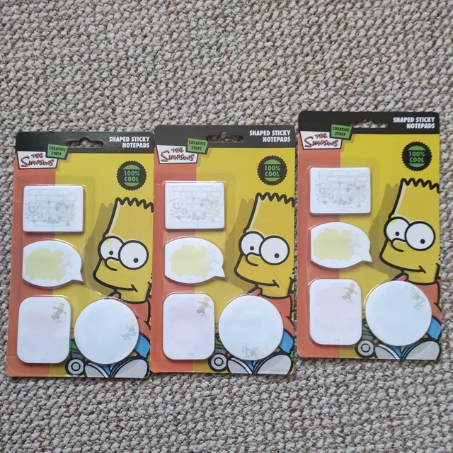 BUNDLE OF 3 The Simpsons sticky Notepads shaped 2008 Bart Homer Matt ...