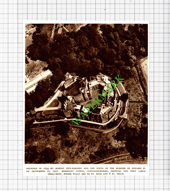 BERKELEY CASTLE GLOUCESTERSHIRE Aerial View - 1949 Cutting £7.95 ...
