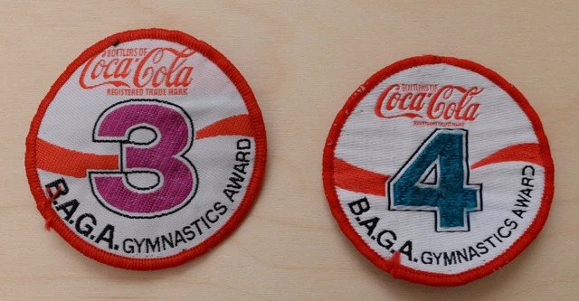 2 X VINTAGE Coca Cola BAGA Gymnastics Sew On patches badges 3 & 4 ...