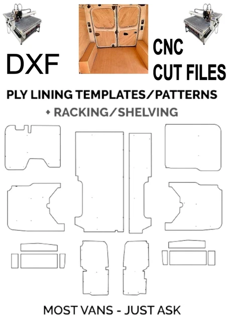 VW T5 T6 Ply Lining 2D CAD DWG DXF Drawing Files for CNC Floor & Wall Panels SWB EUR 40,47 ...