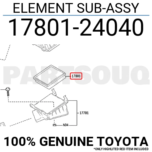 1780124040 GENUINE TOYOTA ELEMENT SUB-ASSY 17801-24040 $52.30 - PicClick CA