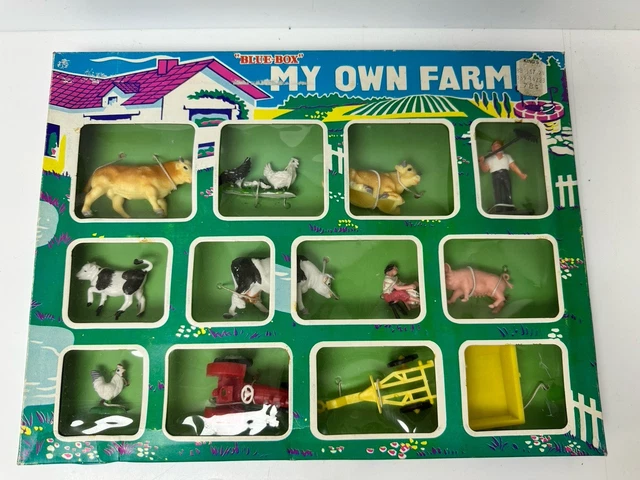 VINTAGE BLUE BOX My Own Farm Plastic Animal Set Unused £57.90 - PicClick UK