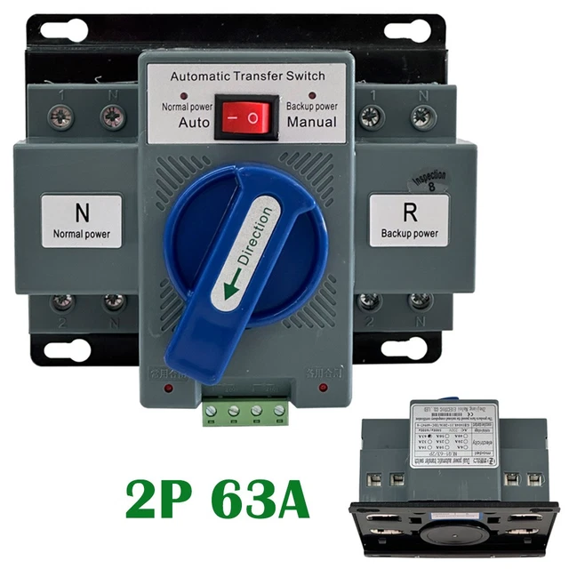230V 2P 63A Dual Power Generator Changeover Switch Automatic Transfer ...