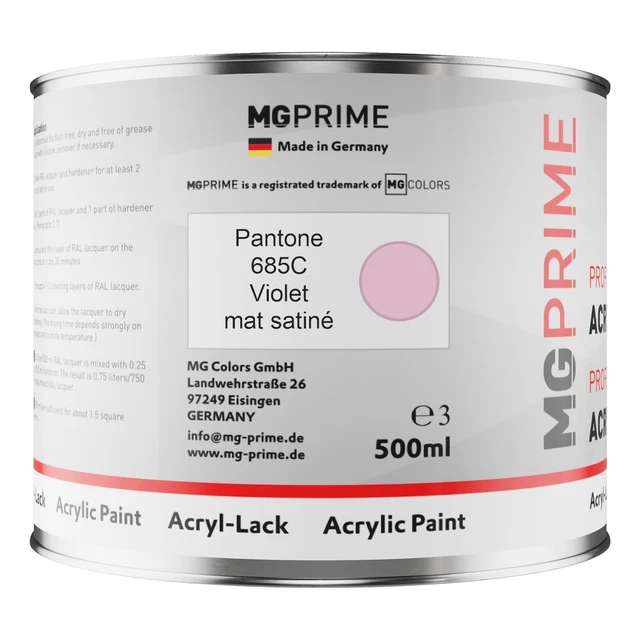 PANTONE 685C VIOLET Peinture acrylique mat satinée Pot de 0,75 litre ...