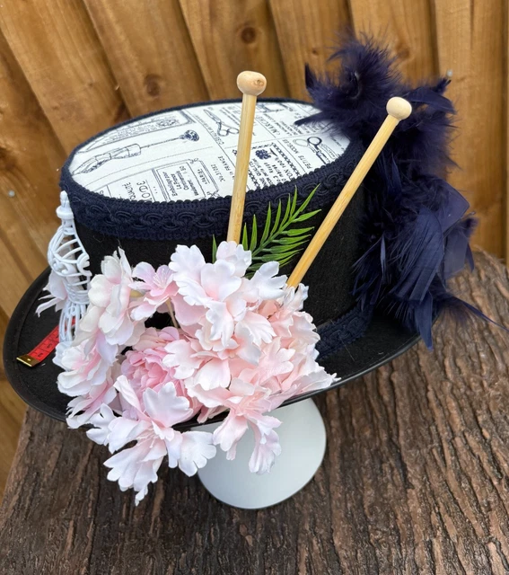 BLACK STEAMPUNK TOP Hat Seamstress Mannequin Knitting Cotton Needles ...