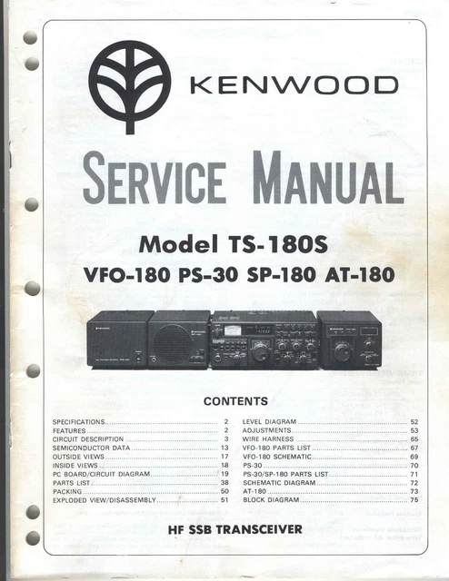 SERVICE INSTRUCTION MANUAL Fits Kenwood HF SSB Transceiver Model TS ...