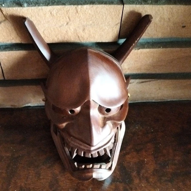 JAPANESE NOH MASK Oni Hannya Demon Kyougen Takayama Handmade Antique ...