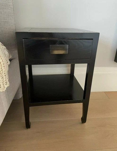 STUNNING PAIR OF Lombok Canton bedside tables - Solid Black Ash ...