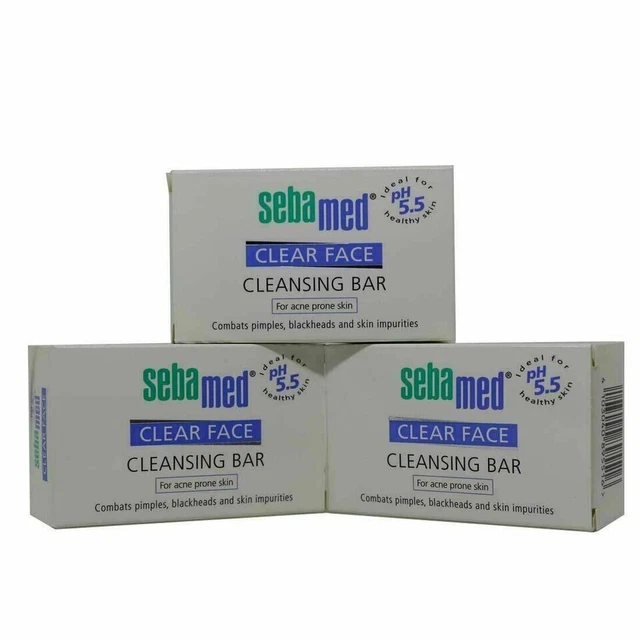 3X SEBAMED CLEAR Face Cleansing Bar Soap Combats Pimple Blackhead Skin ...