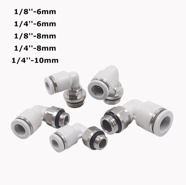 PE L-TYPE AIR Push In Fitting Quick Pneumatic Elbow Connector Male ...