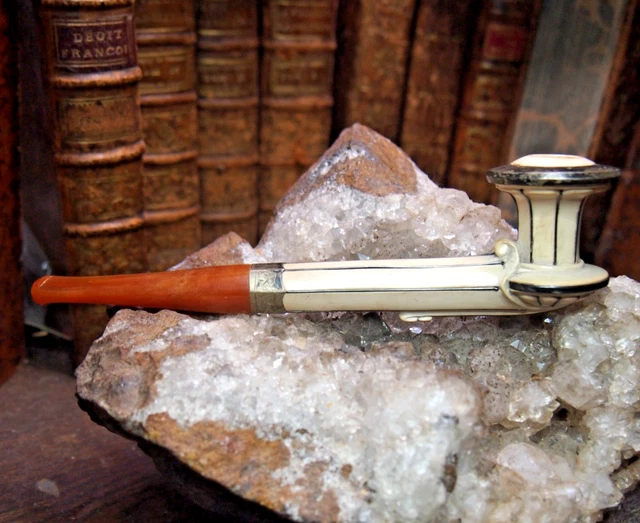 BELLE PIPE Viennoise en écume de mer epoque 1880 agrémentée d'argent ...