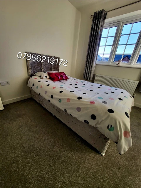 GREY SINGLE DIVAN bed with next mattress and headboard £52.70 - PicClick UK