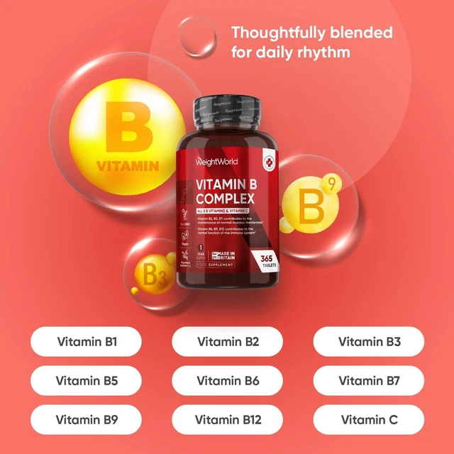 VITAMIN B COMPLEX Supplement - 365 Tablets-All 8 B Vitamins&C-Vegan £18 ...
