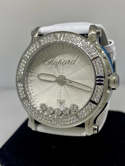 CHOPARD HAPPY SPORT XL Diamants Biseau Argent Cadran Montre Femmes ...