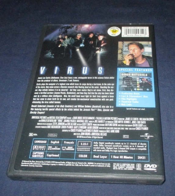 VIRUS (DVD, 1999 ) Widescreen Jamie Lee Curtis. Donald Sutherland $7.99 ...