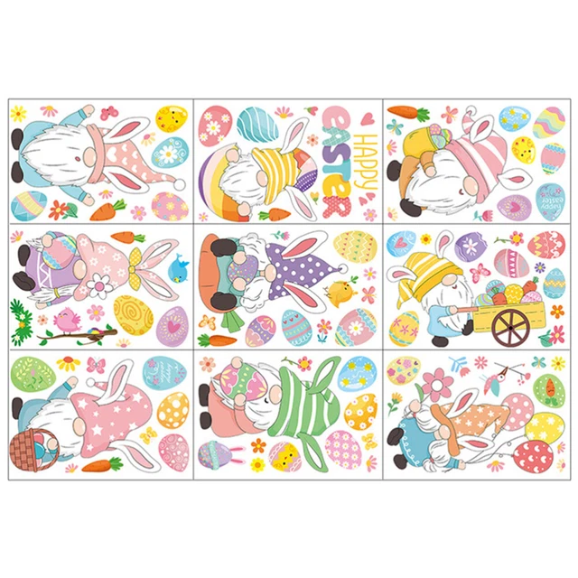 AUTOCOLLANT MURAL DE Pâques Lapin Dessin Animé Sticker Fenêtre EUR 11 ...
