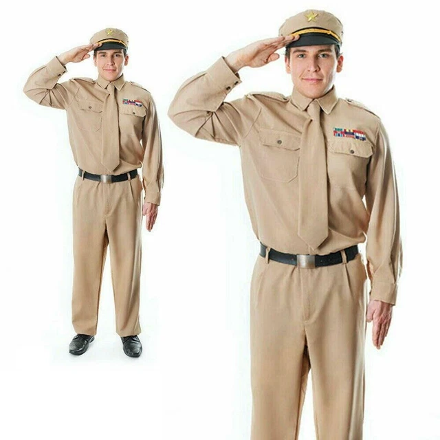 WW2 ARMY GENERAL Costume 40s US Soldier GI Uniform Fancy Dress Outfit £ ...