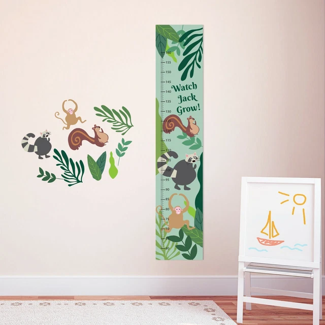 PERSONALISED CUTE ANIMALS Forest Jungle Height Growth Sticker Chart ...