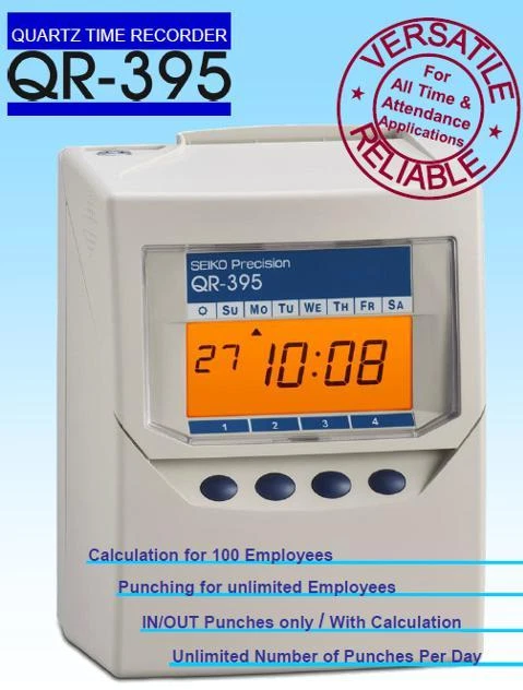 USED SEIKOQR395 CALCULATING Clock Card Time Recorder Clocking Machine ...