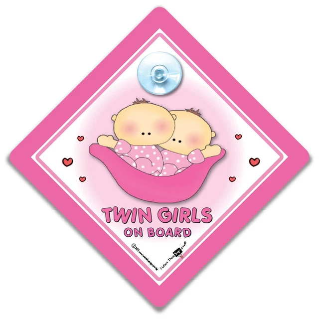 TWINS ON BOARD Sign, Twins Car Sign, Baby On Board Sign For TWIN GIRLS ...