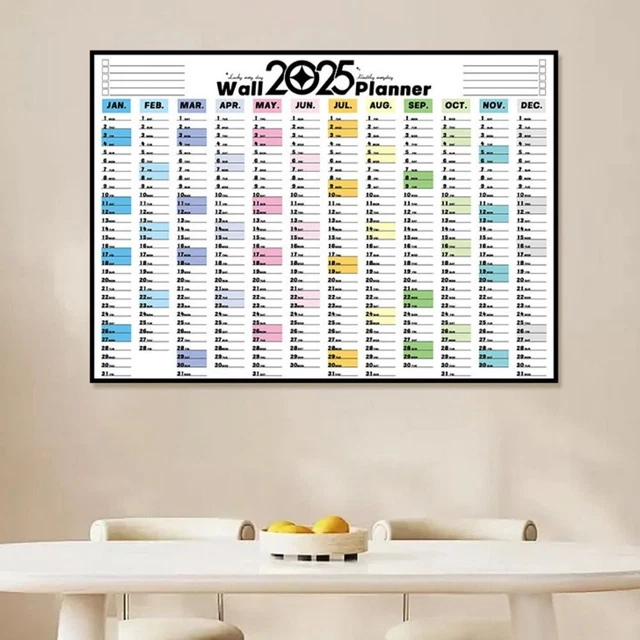 FOLDABLE 2025 CALENDAR Planner Sheet Planning Wall Calendar Home ...