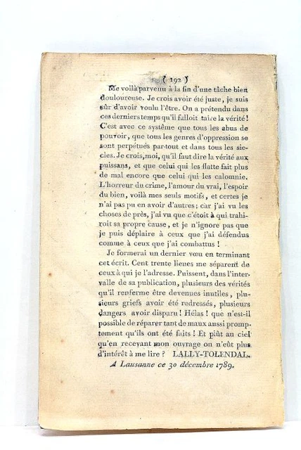 LIVRE ANCIEN MÉMOIRE De Lally-Tollendal Révolution Française Coppet ...