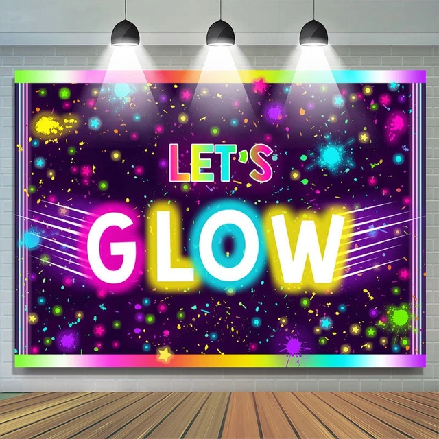 LETS GLOW SPARKLE Neon Light Birthday Party Backdrop $36.09 - PicClick AU