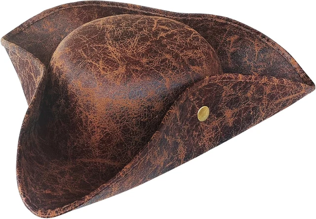 BROWN FAUX LEATHER Pirate Hat,Tricorn Pirate Hat,Novelty Leather Pirate ...