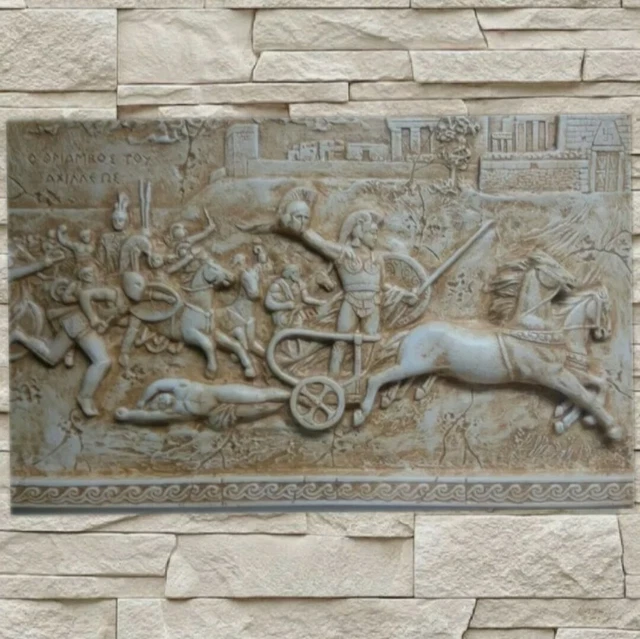 ACHILLES TRIUMPH TROY Relief Greece Wandrelief Stucco Gips Flat Relief ...