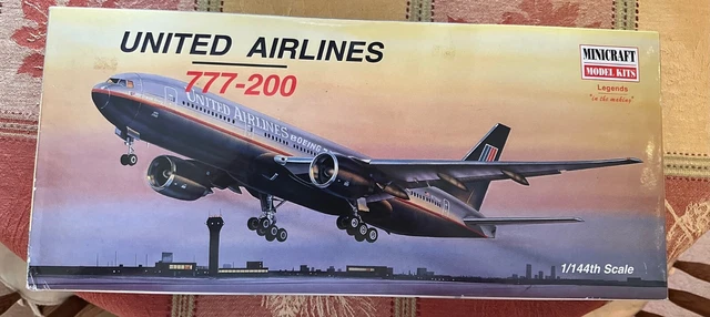 MINICRAFT BOEING 777-200 Model Kit 1-144 United Airlines 2001 14483 ...