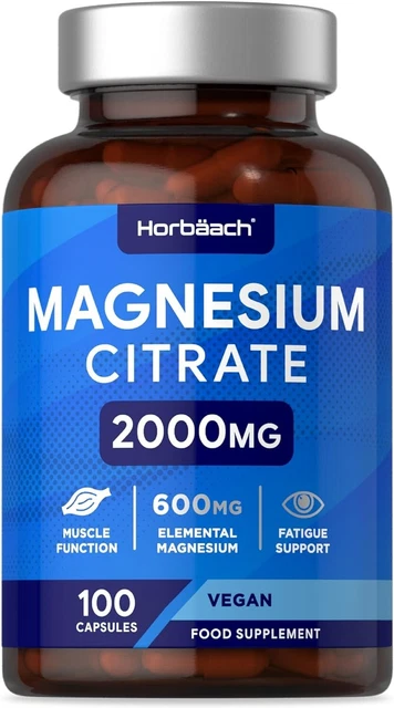 MAGNESIUM CITRATE 2000MG. 600mg Elemental Magnesium. Muscle & Bone. 100 ...