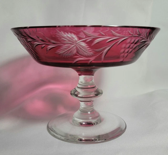 VINTAGE ETCHED GLASS Compote Ruby Red To Clear 45 00 PicClick vintage-etched-glass-compote-ruby-red-to-clear-45-00-picclick