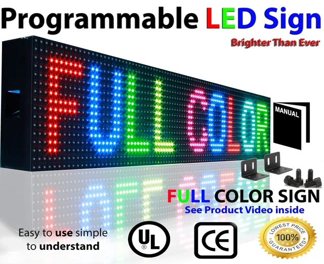 WIFI 7& X 39" FULL COLOR 10MM PROGRAMMABLE SCROLLING TEXT/ IMAGE ...