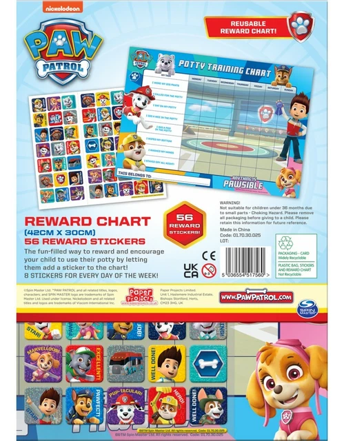 PAW PATROL POTTY Toilet Training Reward Chart with 56 Stickers Official ...