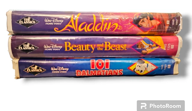 DISNEY VHS MOVIES Aladdin 101 Dalmatians Beauty Beast Black Diamond Lot ...