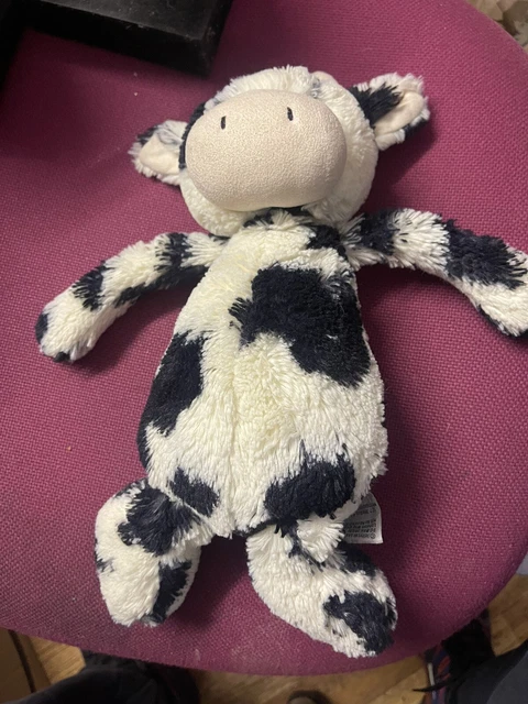JELLYCAT BASHFUL COW Medium 12” Black White Retired Plush Beanie Soft ...