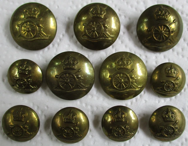 SET 11X BRITISH Army:"ROYAL ARTILLERY BRASS BUTTONS" (23mm-16mm, RA ...