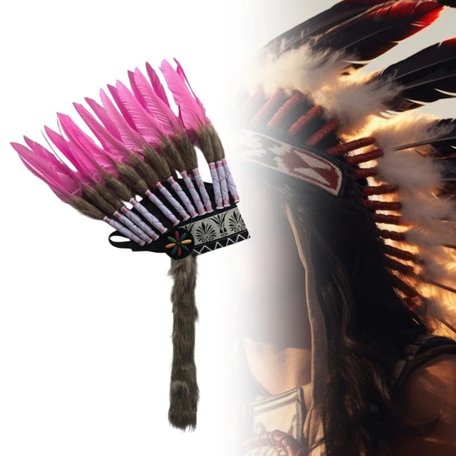 CHIEF INDIAN HAT Feather Headdress Adults Headband for Party Cosplay ...