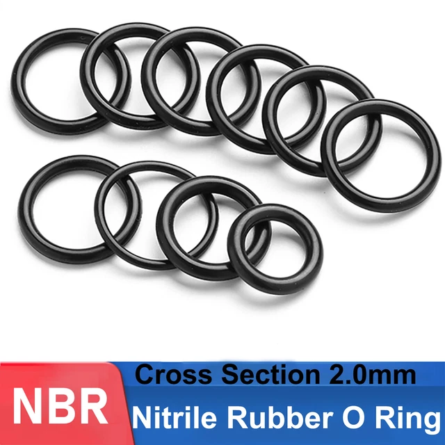 METRIC NITRILE (NBR) Rubber O-rings 2.0mm Cross Section 6mm - 100mm OD ...