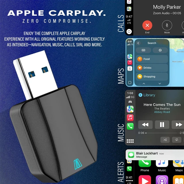 WIRELESS CARPLAY ADAPTER for Iphone & Android, Mini USB Design Built-In ...