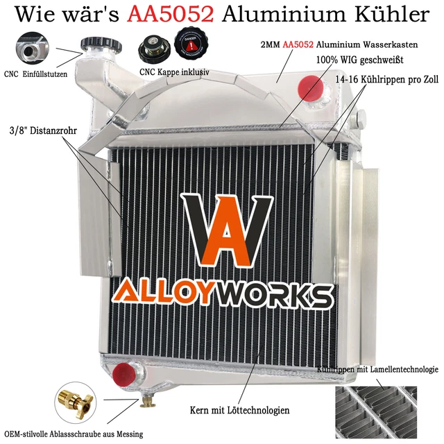 62MM WASSERKÜHLER FÜR Austin Healey Sprite Bugeye Froschauge/MG MIDGET ...