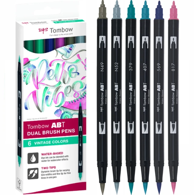 TOMBOW ABT DUAL Brush Pen Vintage Colours Set of 6 £18.99 - PicClick UK