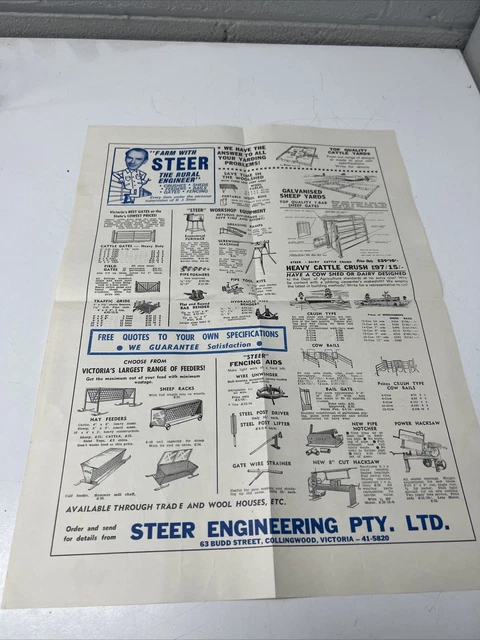 VINTAGE BROCHURE SHOP Poster Steer Engineering Tool 1966 Melbourne ...