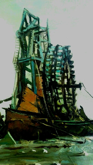 SUPERBE TABLEAU ANCIEN Signé Jonathan Zutter Surréaliste La Machine ...