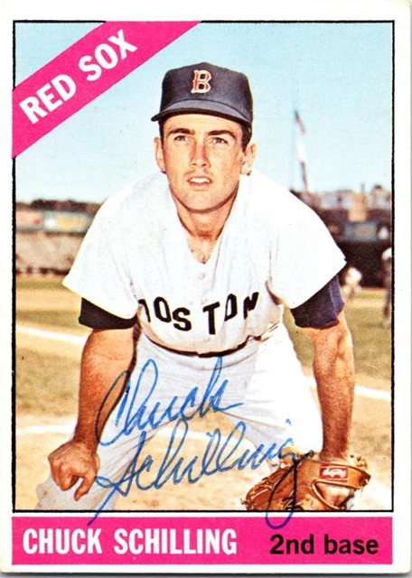 CARTE DE BASEBALL dédicacée Chuck Schilling (Boston Red Sox) 1966 Topps ...